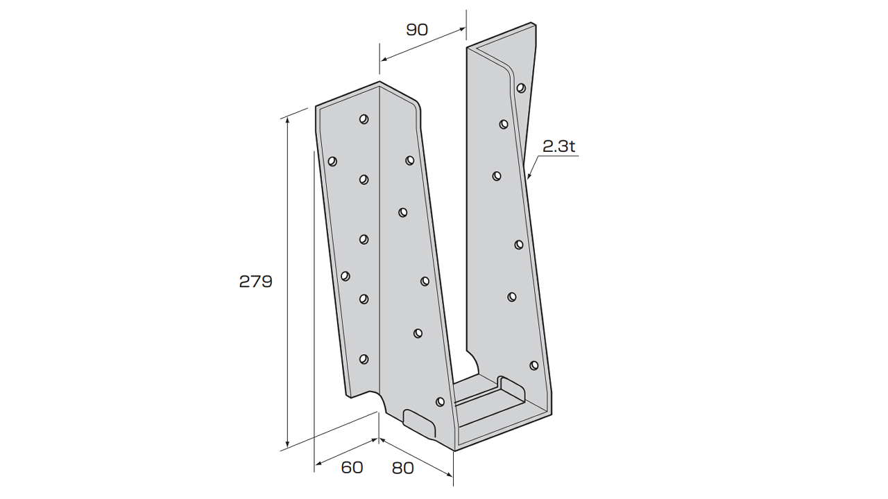 梁受け金物（ビスタイプ） BHHV-412･414 | オリジナル金物 | 製品情報 | 山菱工業株式会社